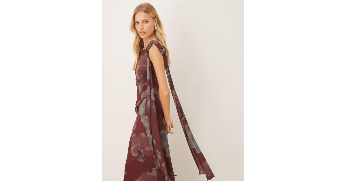 ASOS Printed Twist Detail Draped Maxi Dress | Lyst