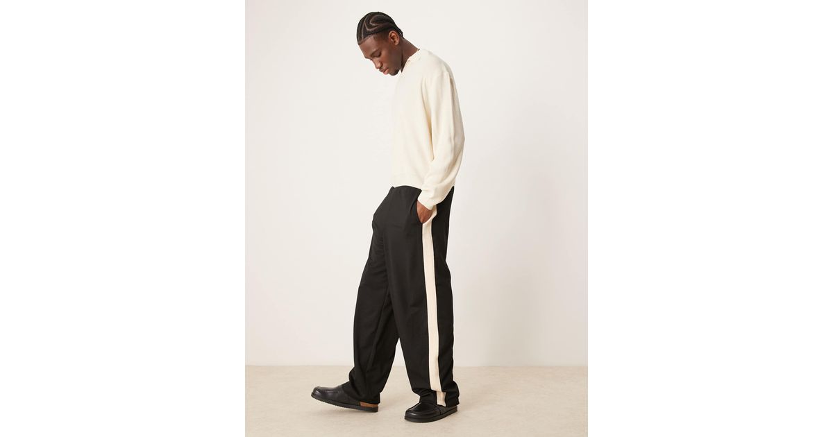 ASOS Super Baggy Jogger With Taping in Natural for Men | Lyst