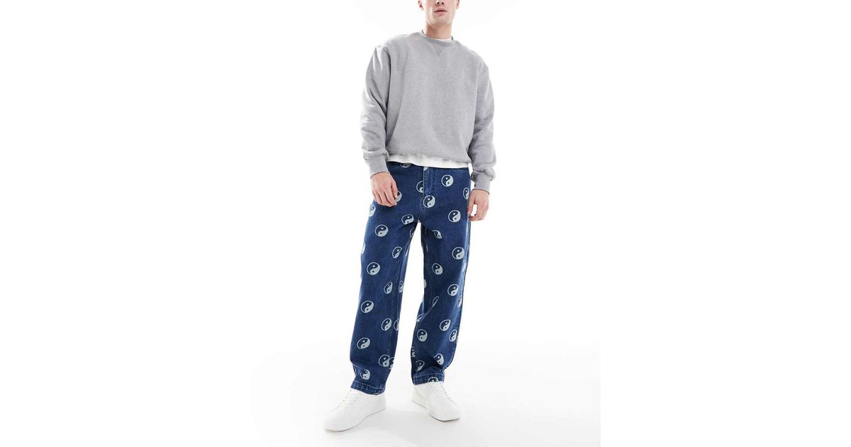Santa Cruz baggy Ying Yang Monogram Denim Jeans in Blue for Men | Lyst UK