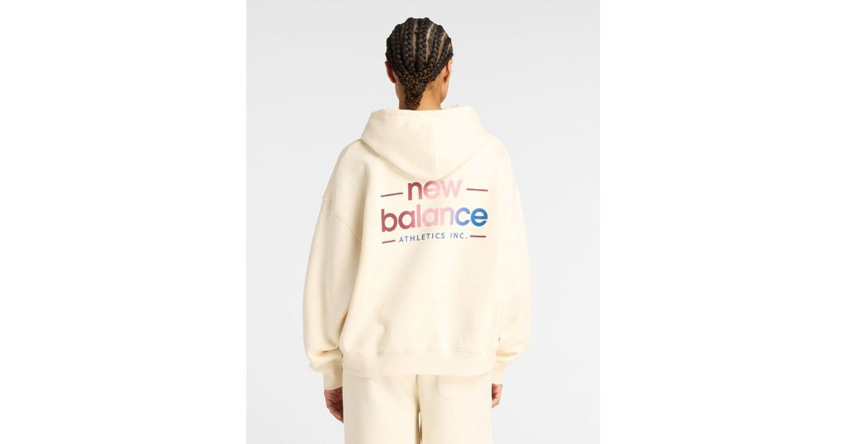 New Balance Reimagined Fleece Oversized Hoodie in Natural | Lyst UK