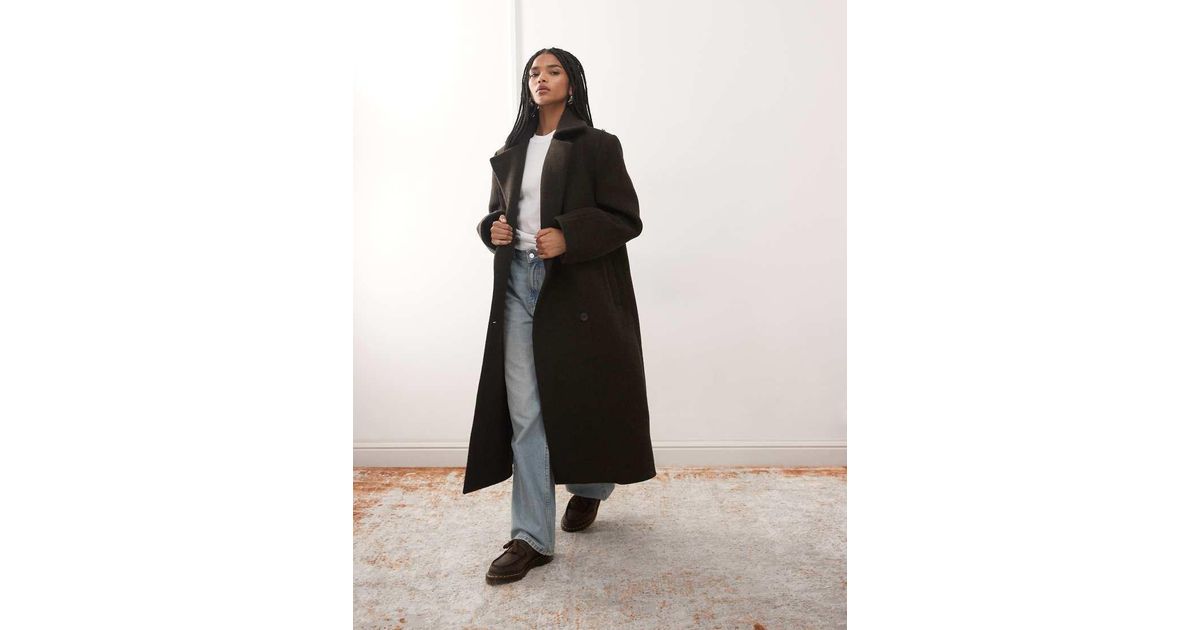 Weekday Premium Wool Blend Double Breasted Coat in Brown | Lyst UK