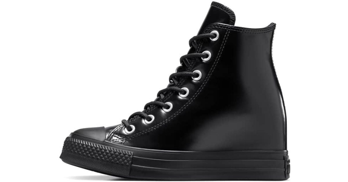 Converse Chuck Taylor All Star Wedge Platform Leather in Black | Lyst UK