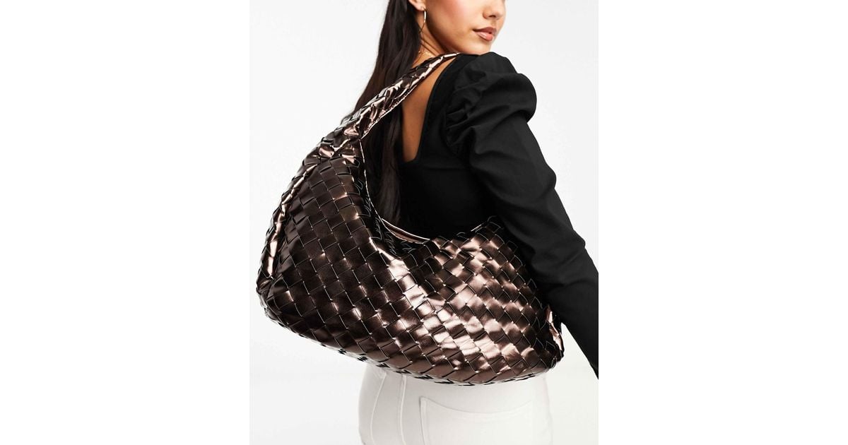 Glamorous Woven Oversized Shoulder Bag in Black | Lyst