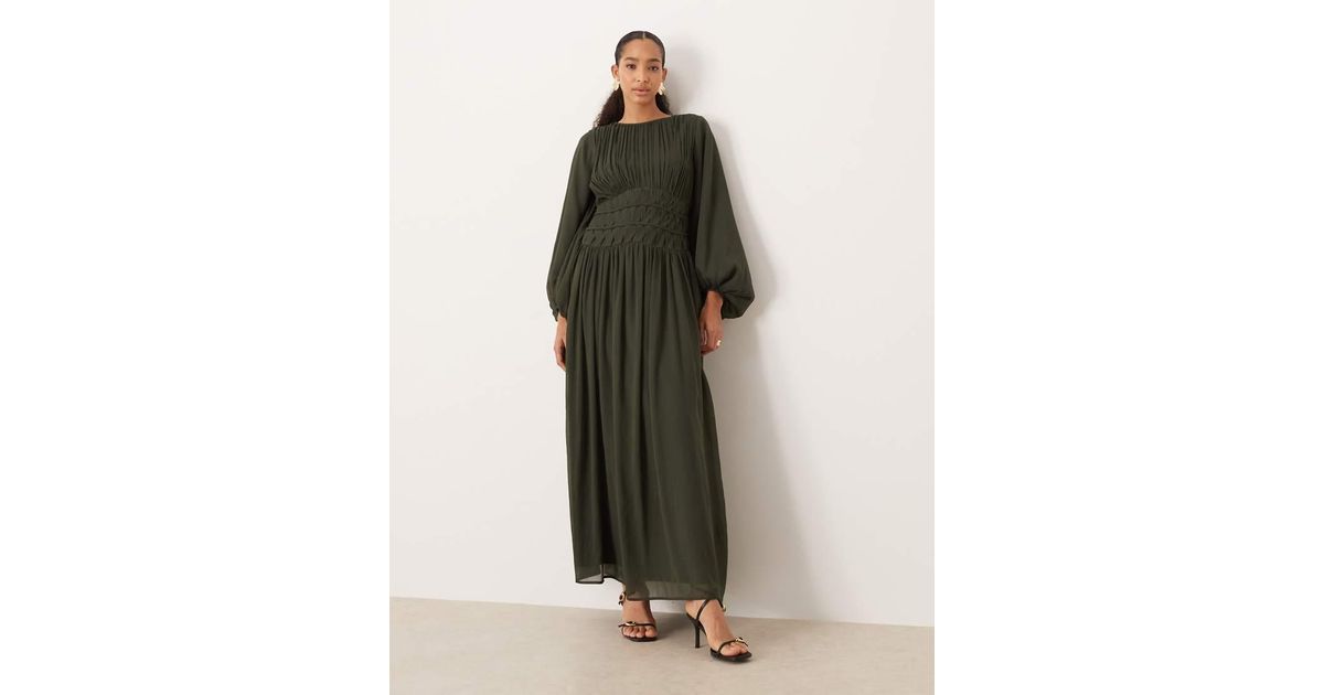 ASOS Macrame Waisted Maxi Dress in Green | Lyst UK