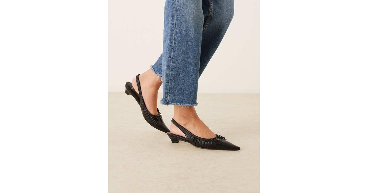 Mango Bow Detail Low Heeled Slingback in Blue | Lyst UK