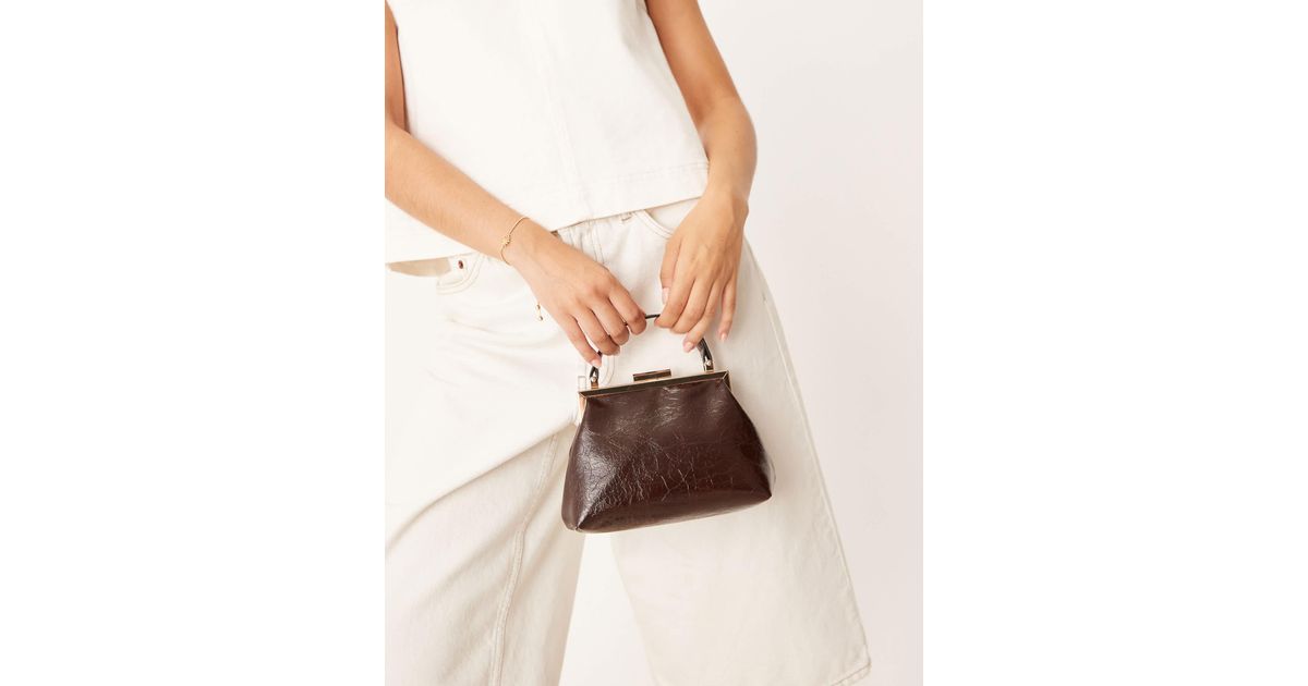 ASOS Textured Frame Mini Clutch Bag in Natural | Lyst