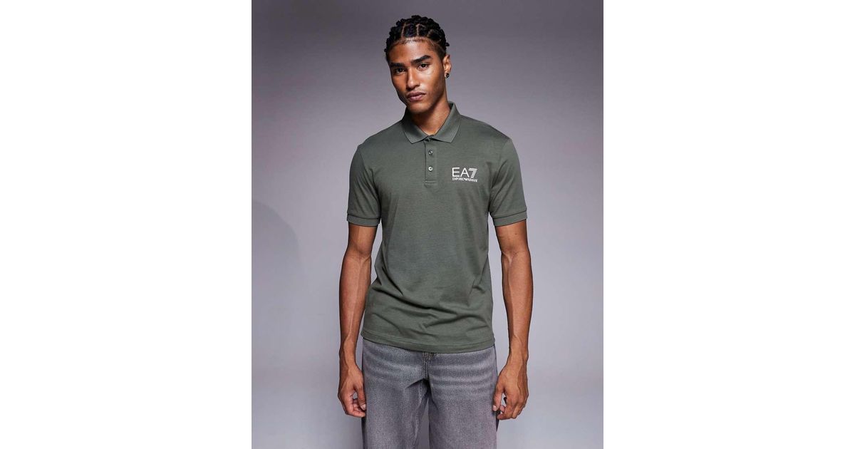 EA7 Armani Train 7 Logo Polo in Grey for Men | Lyst UK