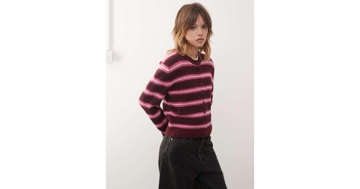 Monki Button Front Cardigan in Red | Lyst UK