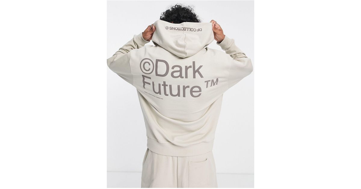 Asos Asos Dark Future Co Ord Oversized Hoodie With Multi Puff Prints