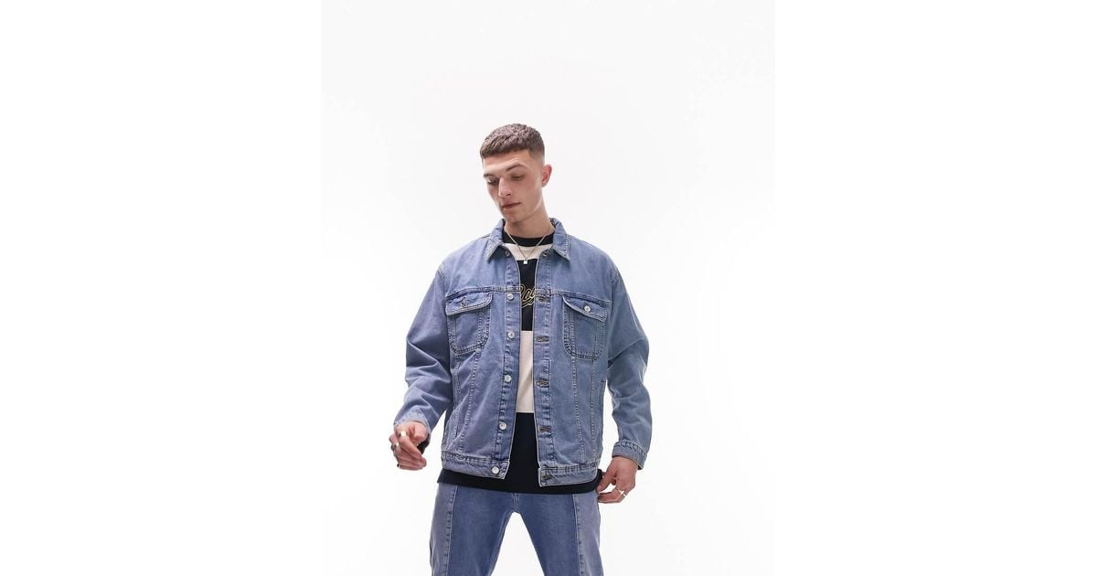 TOPMAN Oversized Denim Jacket in Blue for Men | Lyst UK