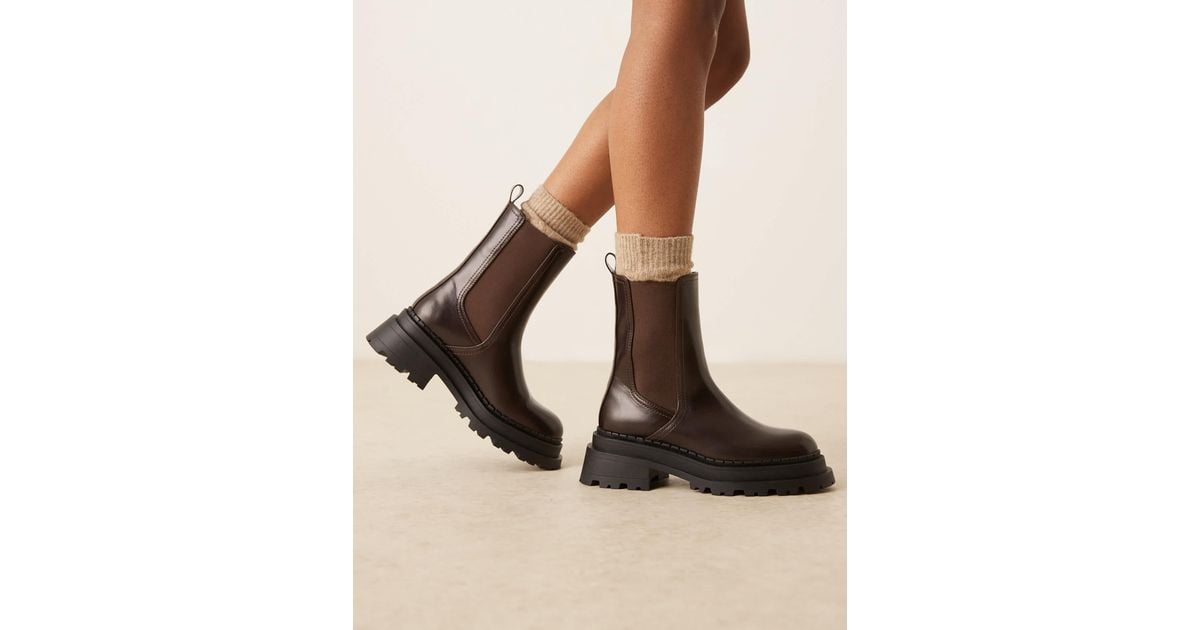 ASOS Wide Fit Austin Chunky Chelsea Boots in Natural | Lyst