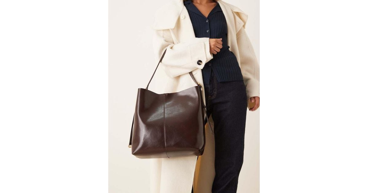 Mango Large Shoulder Bag in Brown | Lyst UK