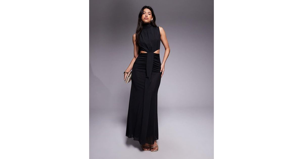 TFNC London High Neck Cut Out Maxi Dress in Blue | Lyst UK