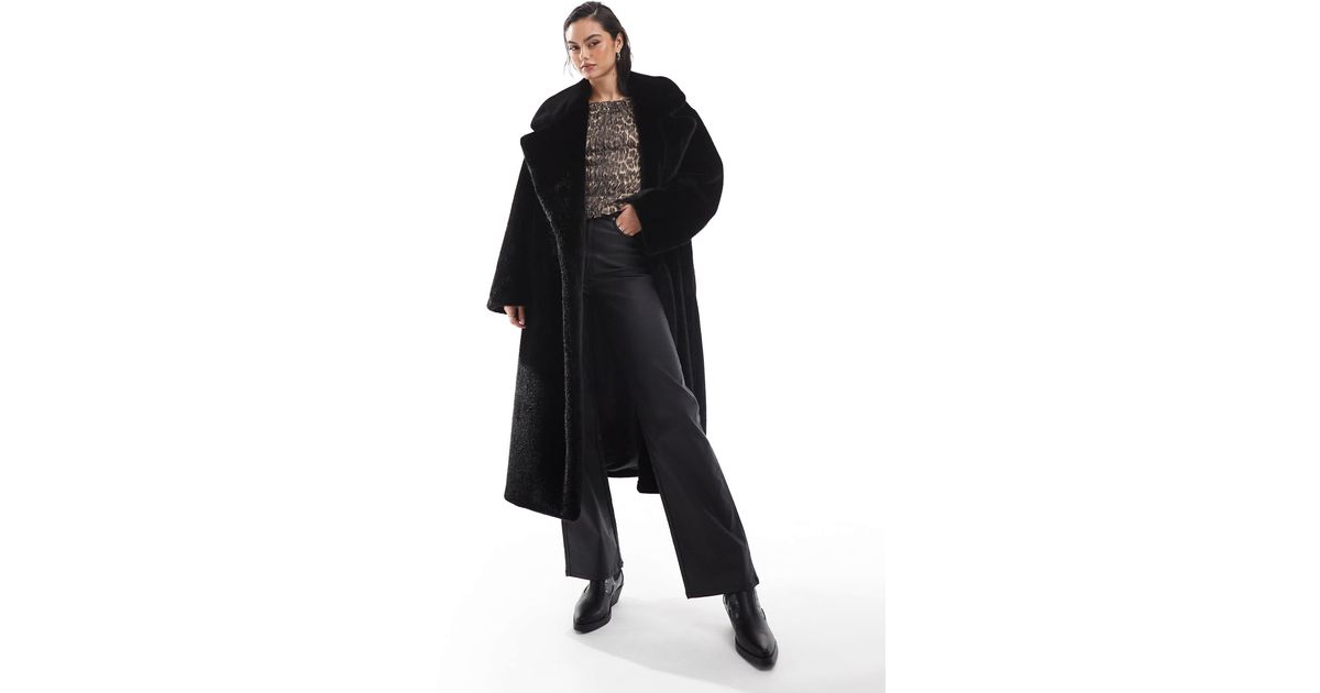 ASOS Longline Chuck On Faux Fur Coat in Black | Lyst