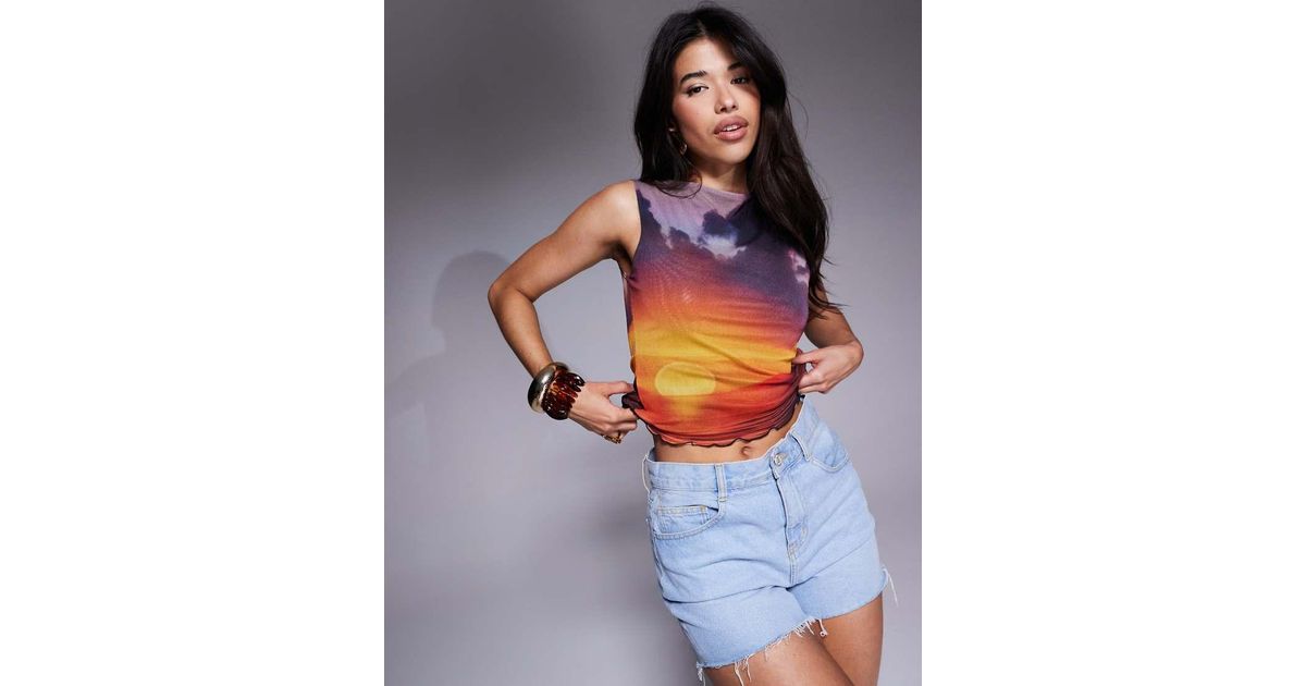 ASOS Mesh Tank Top in Grey | Lyst UK