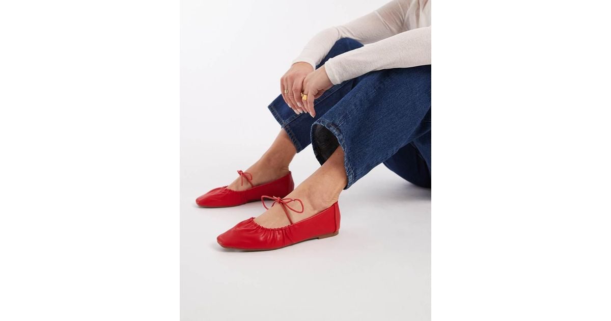 SEQWL Iris Tie Detail Ruched Ballet Flats in Blue | Lyst UK