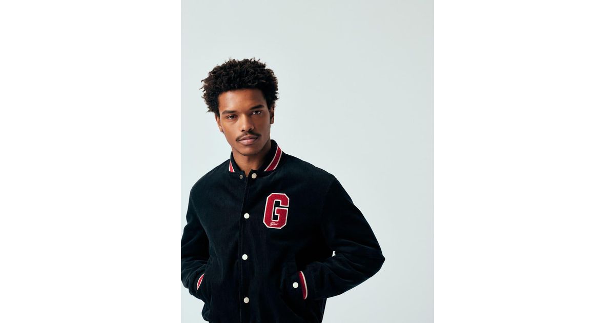 GANT G Logo Cord Varsity Jacket in Black for Men | Lyst UK