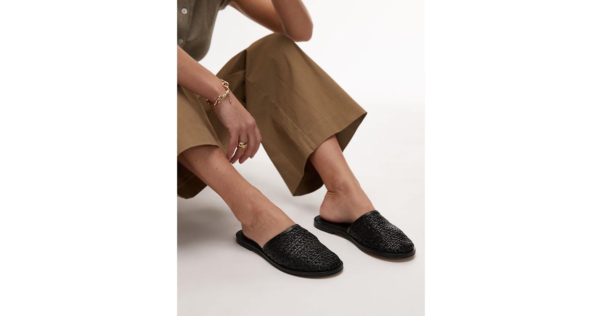TOPSHOP Bobby Leather Woven Clog in Brown | Lyst