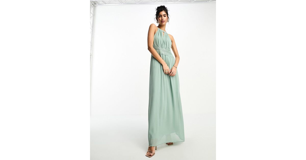 L'invitée - robe longue à encolure américaine - vert sauge Vila en coloris Vert | Lyst