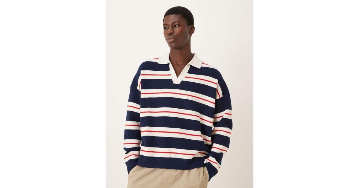 ASOS Oversized Boxy Fit Knit Notch Neck Polo in Blue for Men | Lyst UK