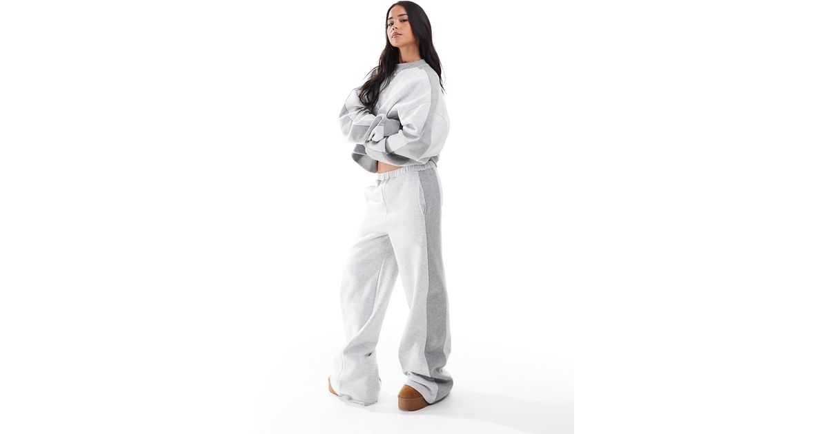 ASOS Wide Leg Sweatpants With Panel Detail in White | Lyst