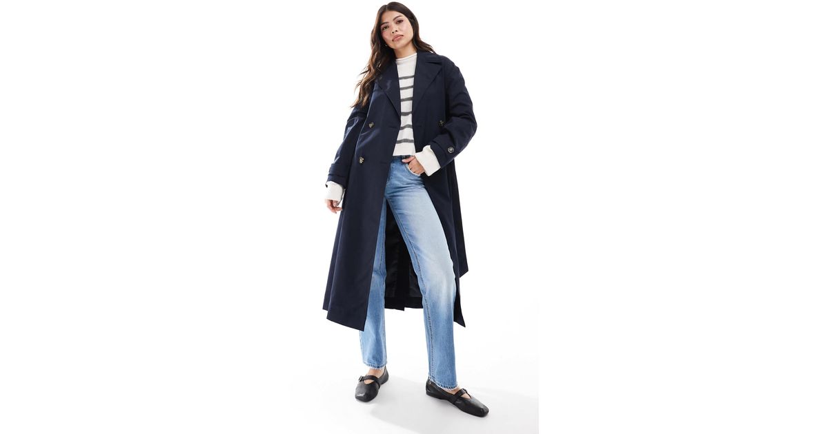 Mango Longline Core Trench Coat in Blue | Lyst