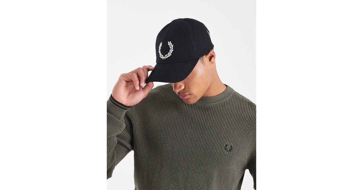 Fred Perry Bold Logo Cap in Black for Men | Lyst UK