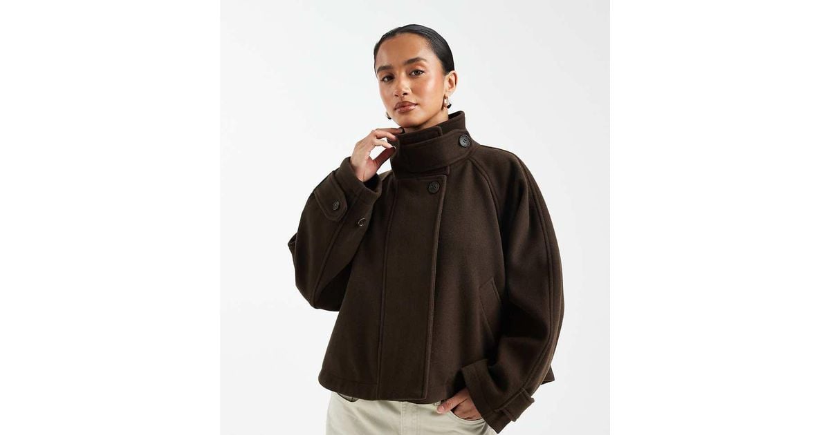 ASOS Asos Design Petite Cropped Cape Formal Coat in Black | Lyst UK