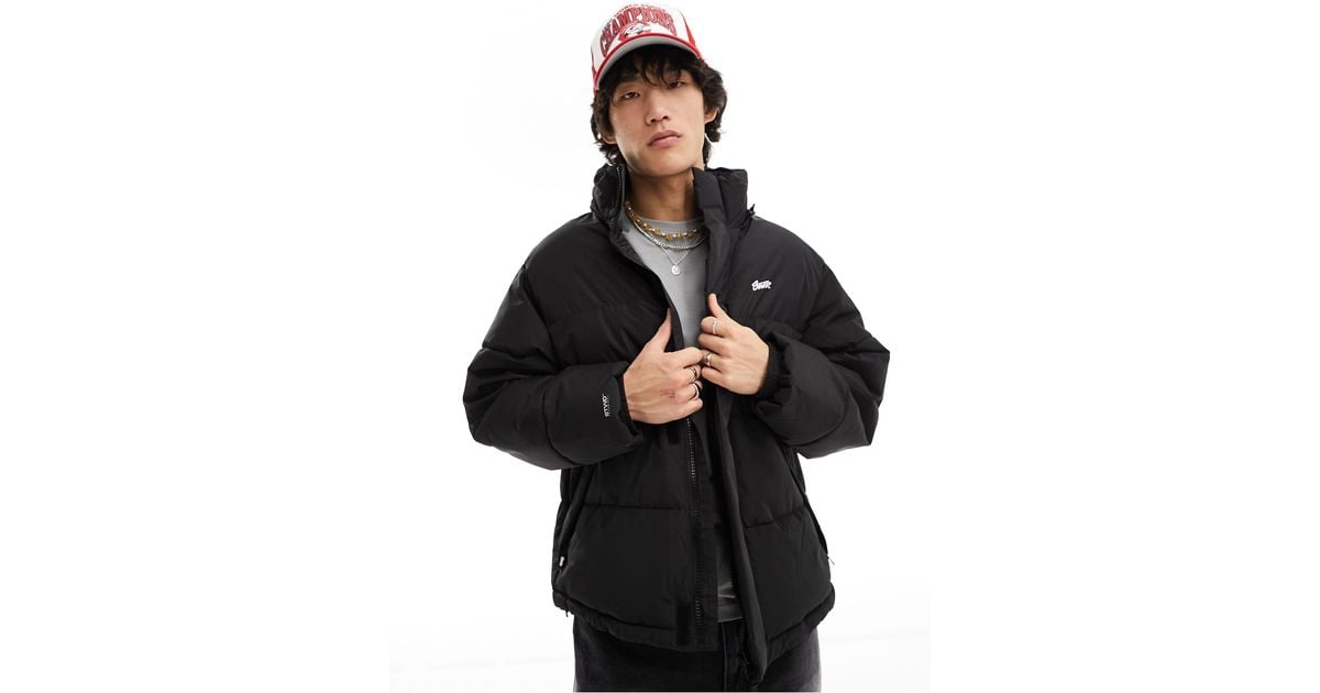 Pull&Bear Stwd Puffer Jacket With Hood in Black for Men | Lyst