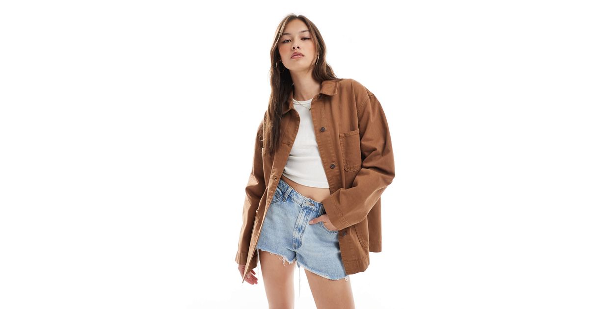 ASOS Denim Barn Jacket in Blue | Lyst