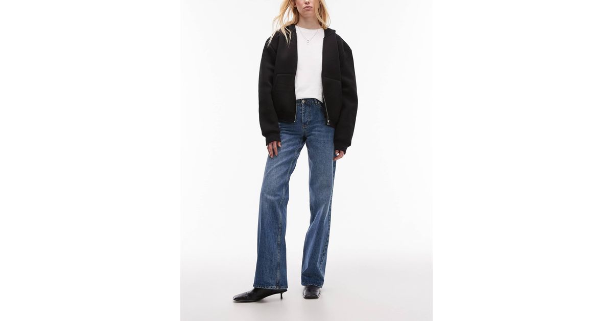 TOPSHOP Tall Ember Low Rise Wide Leg Jean in Black | Lyst