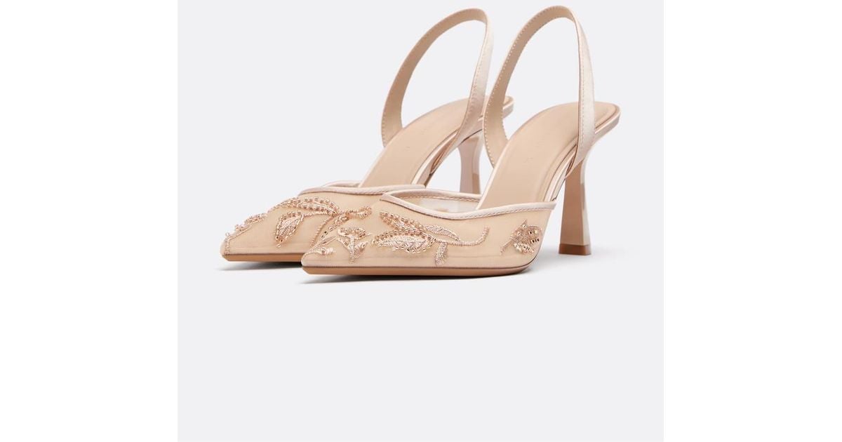 Stradivarius Embellished Heeled Shoes in Natural | Lyst UK