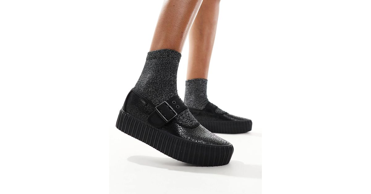 Vans Mary Jane Creeper Shoe With Snake Print Detail in Black | Lyst