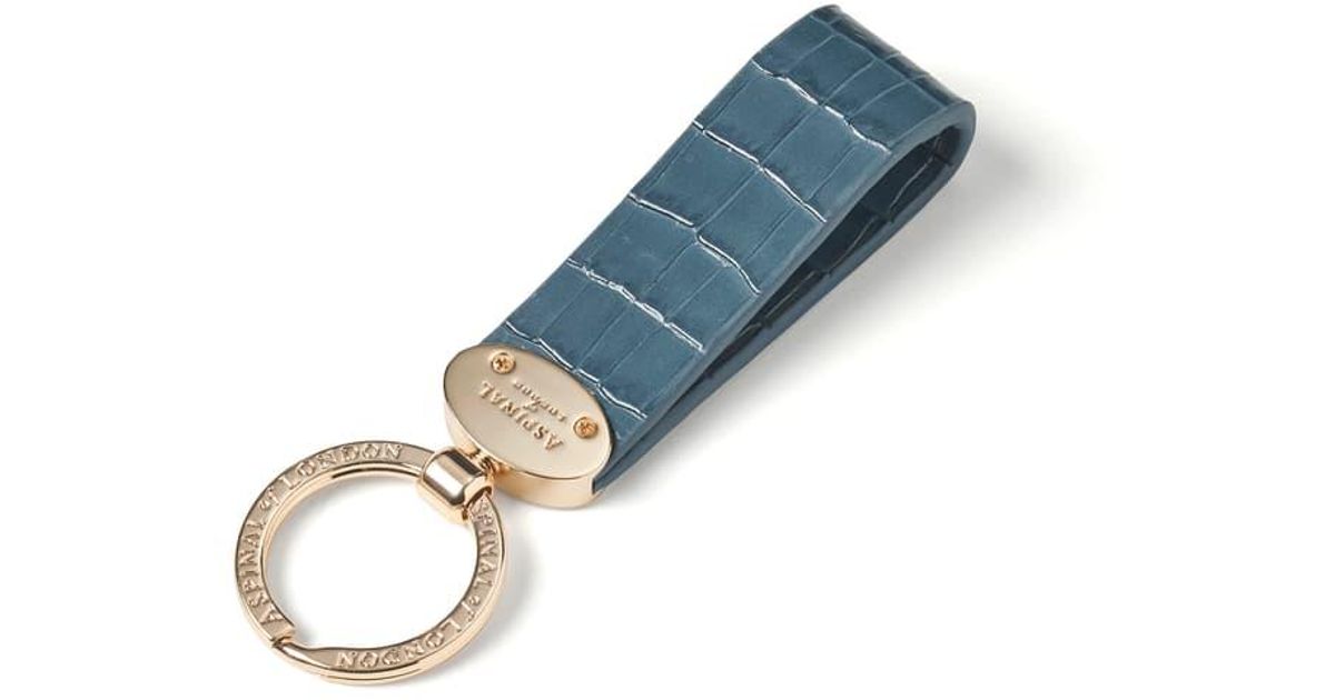 Aspinal of London Oval Loop Keyring in Blue | Lyst