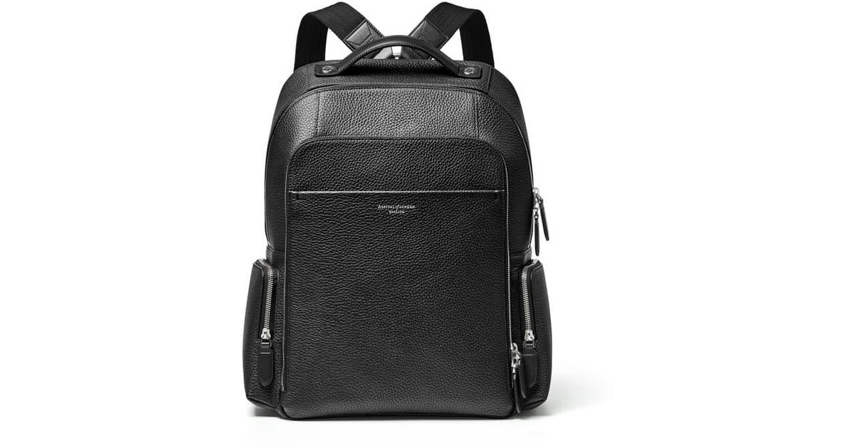 Aspinal of London Zipped Leather Backpack in Black for Men | Lyst