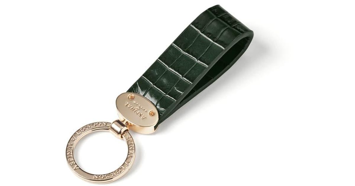 Aspinal of London Oval Loop Keyring in Green | Lyst UK