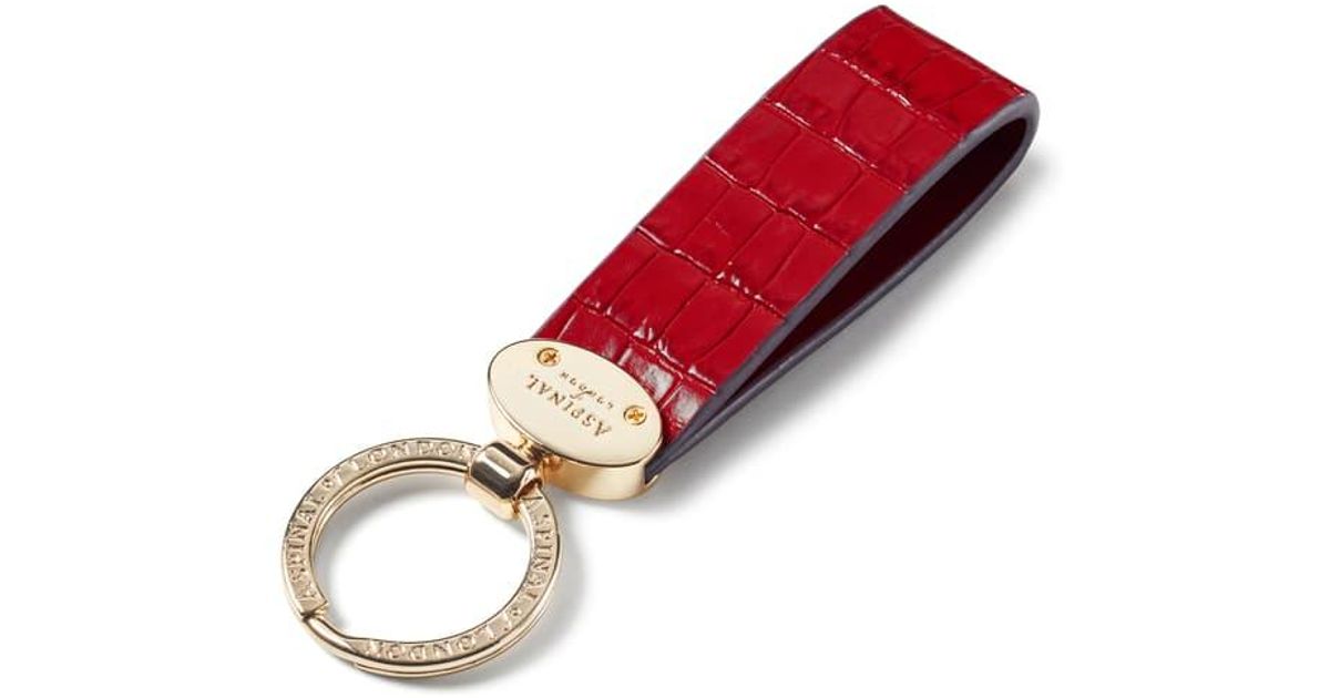 Aspinal of London Oval Loop Keyring in Red | Lyst