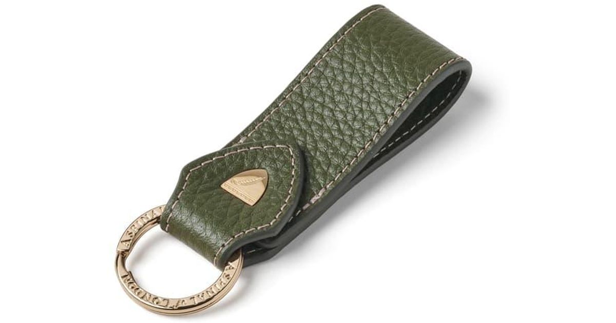 Aspinal of London Small Leather Loop Keyring in Green | Lyst UK