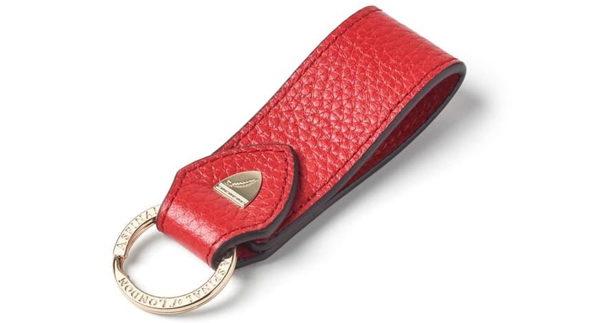 Aspinal of London Small Leather Loop Keyring in Red | Lyst UK
