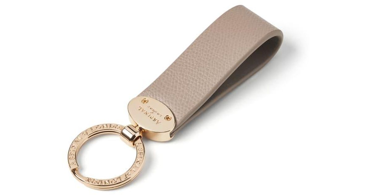 Aspinal of London Oval Loop Keyring in Natural | Lyst