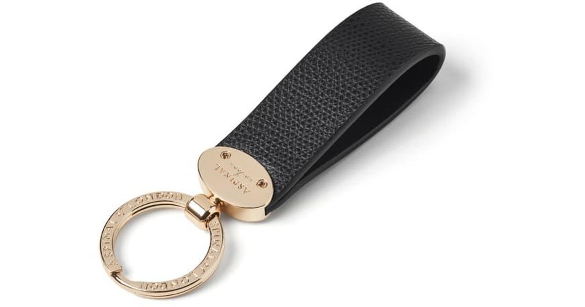 Aspinal of London Oval Loop Keyring in Black | Lyst