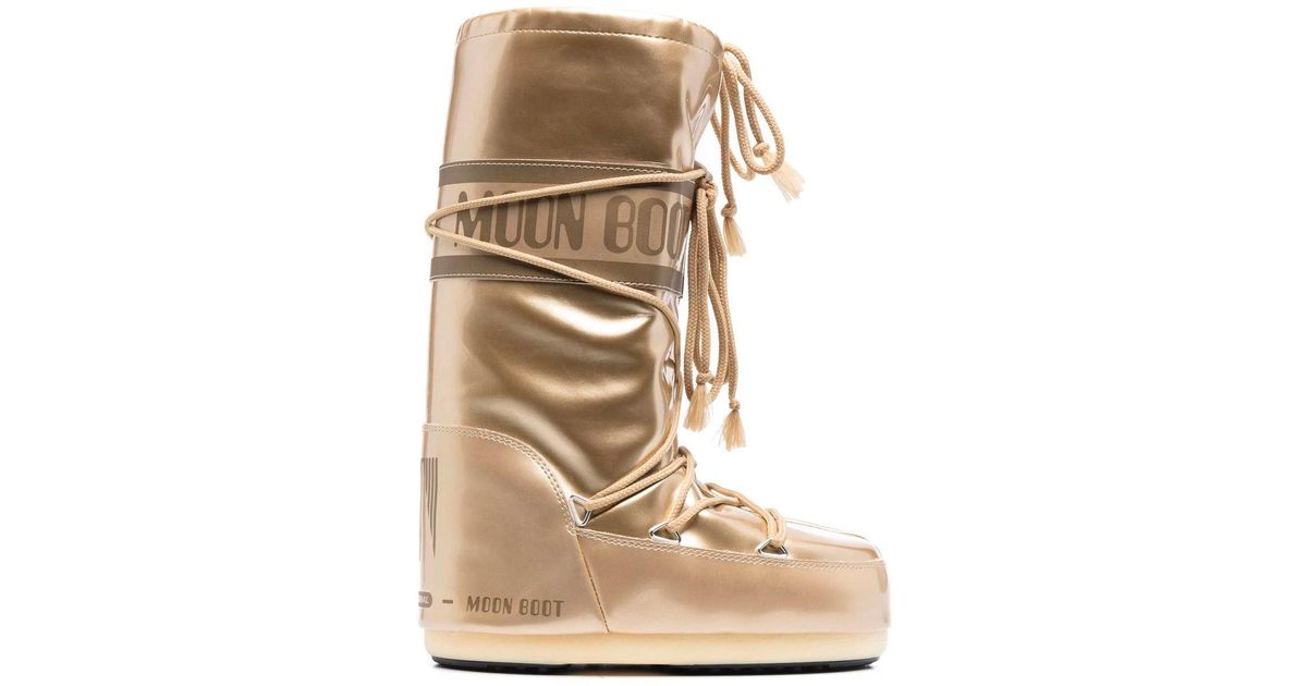 Moon Boot Women Icon Metallic Vinyl Boots Gold in Natural | Lyst UK