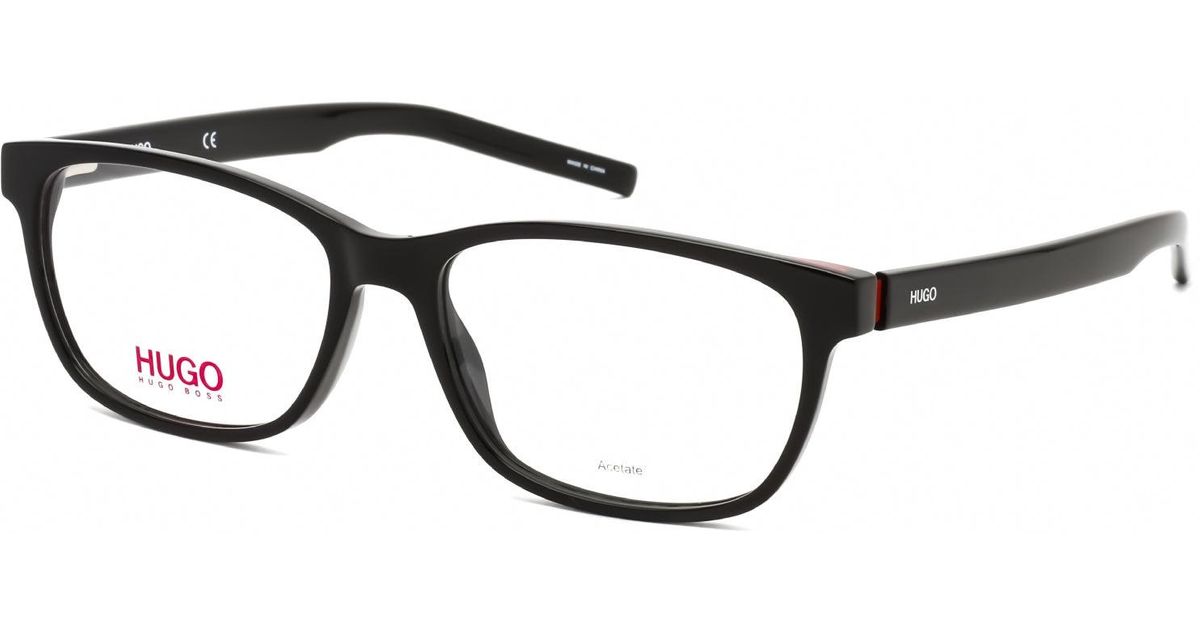 Boss By Hugo Boss Hugo Rectangular Plastic Eyeglasses Black Red Clear Lens For Men Lyst Uk