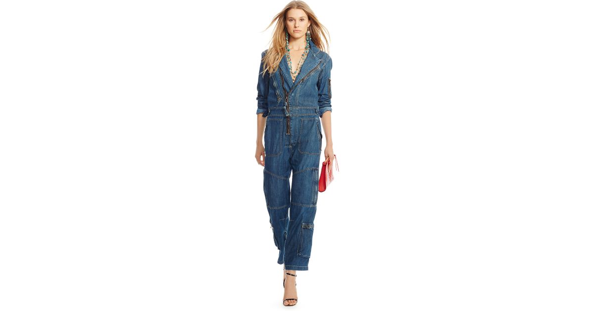 Polo Ralph Lauren Denim Flight Suit in Blue | Lyst