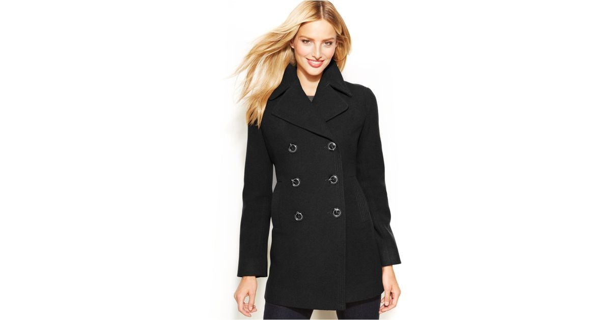 Kenneth Cole Reaction Petite Double-Breasted Wool-Blend Pea Coat in ... Kenneth Cole Reaction Petite Double-Breasted Wool-Blend Pea Coat in ...