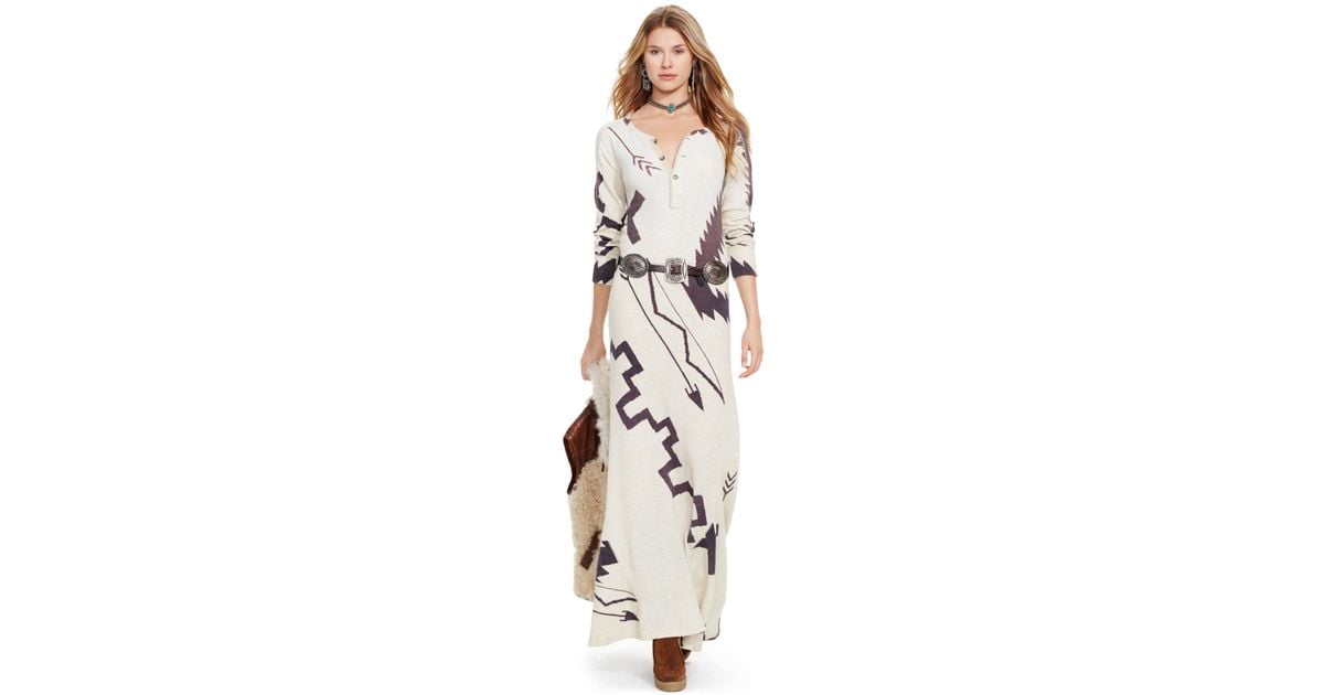Polo Ralph Lauren Southwestern-print Maxi Dress in White | Lyst