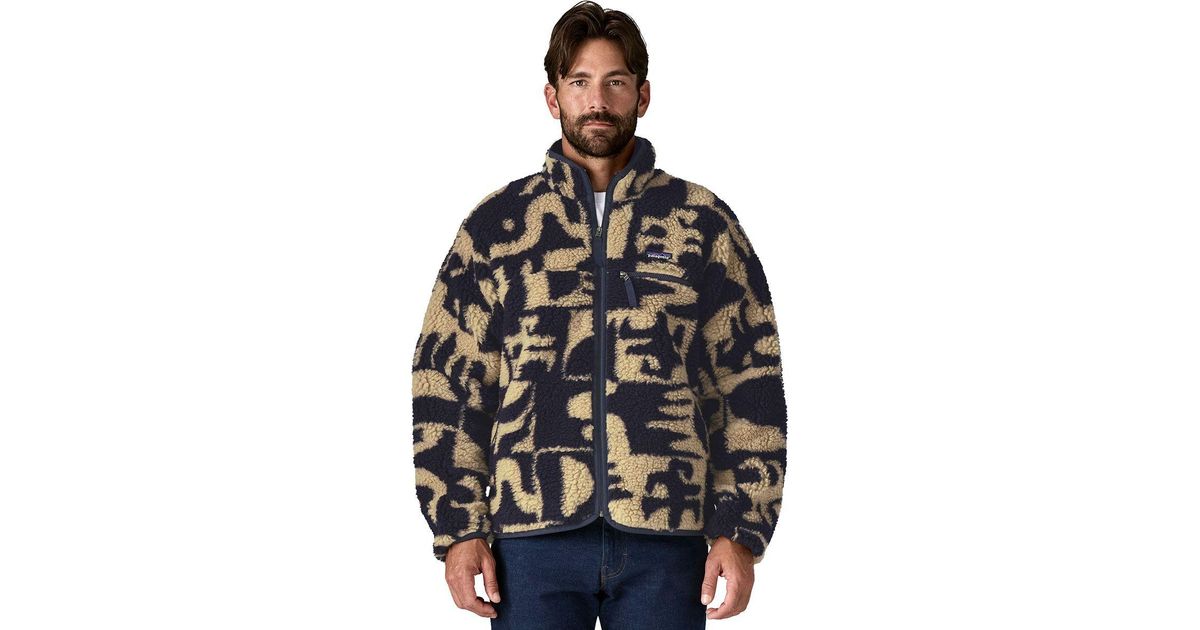Patagonia Natural Blend Retro Cardigan Mother Tree: Oar Tan in Black | Lyst
