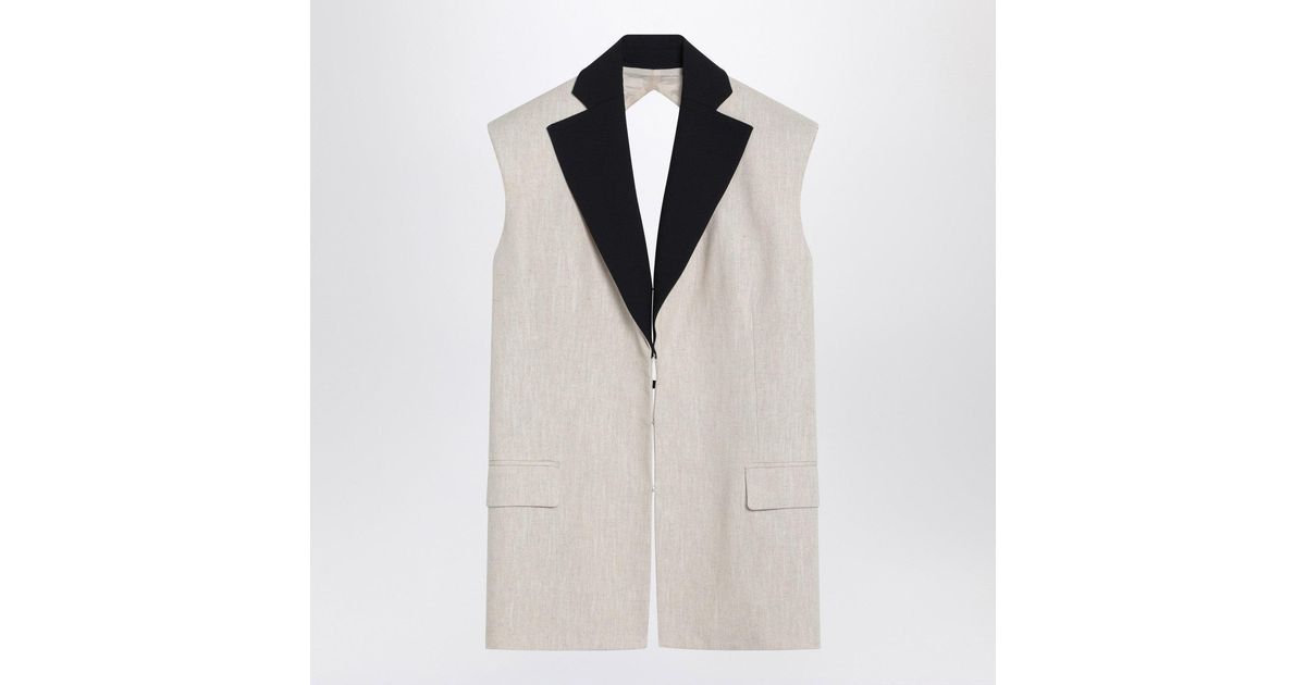 Erika Cavallini Semi Couture Linen Waistcoat With Open Back in White | Lyst
