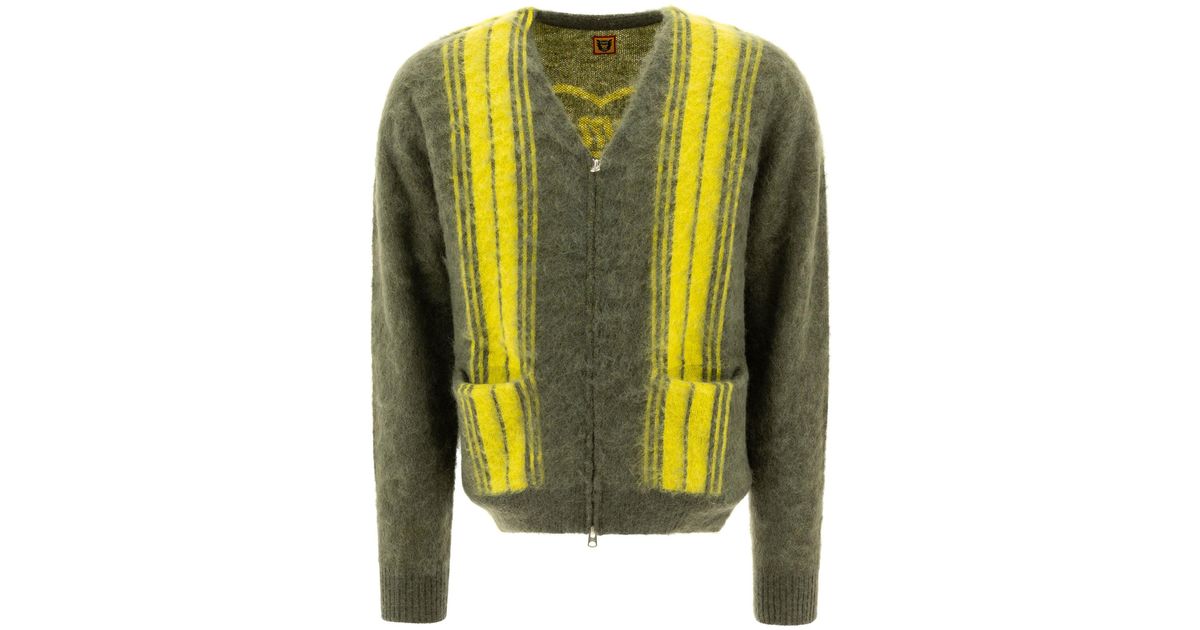 Human Made Zip-Up Cardigan Knitwear in Yellow for Men | Lyst