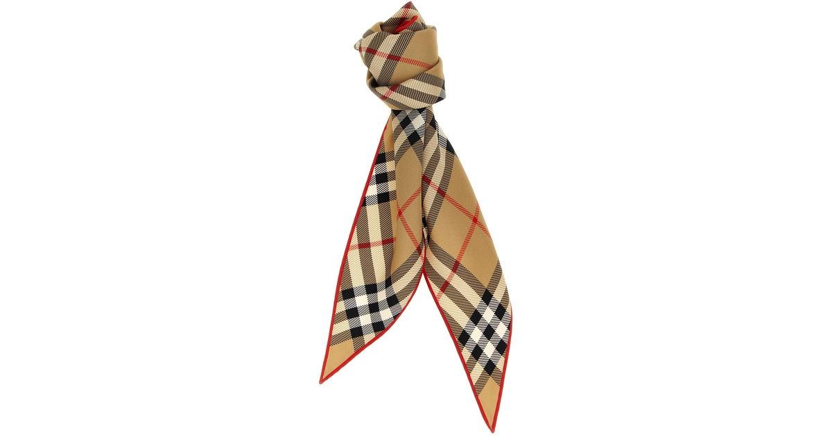 Burberry Check Silk Scarf in Natural | Lyst UK